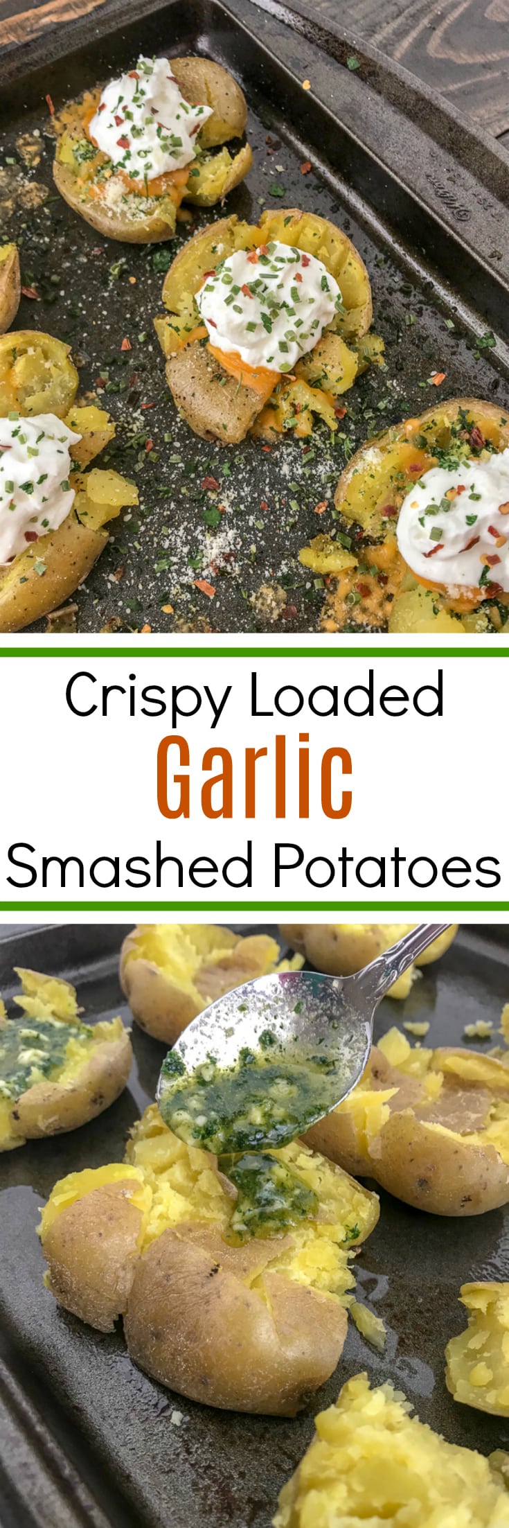 Crispy Loaded Garlic Smashed Potatoes - With Peanut Butter on Top