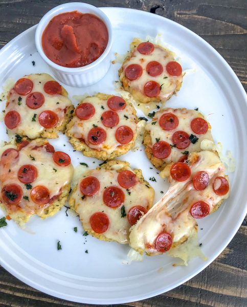 Mini Cauliflower Pepperoni Pizzas - With Peanut Butter on Top