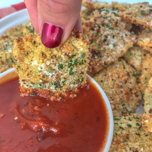 Baked Parmesan Crusted Ravioli Bites - With Peanut Butter on Top