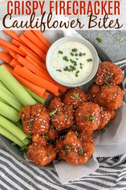 Crispy Firecracker Cauliflower Bites - With Peanut Butter on Top