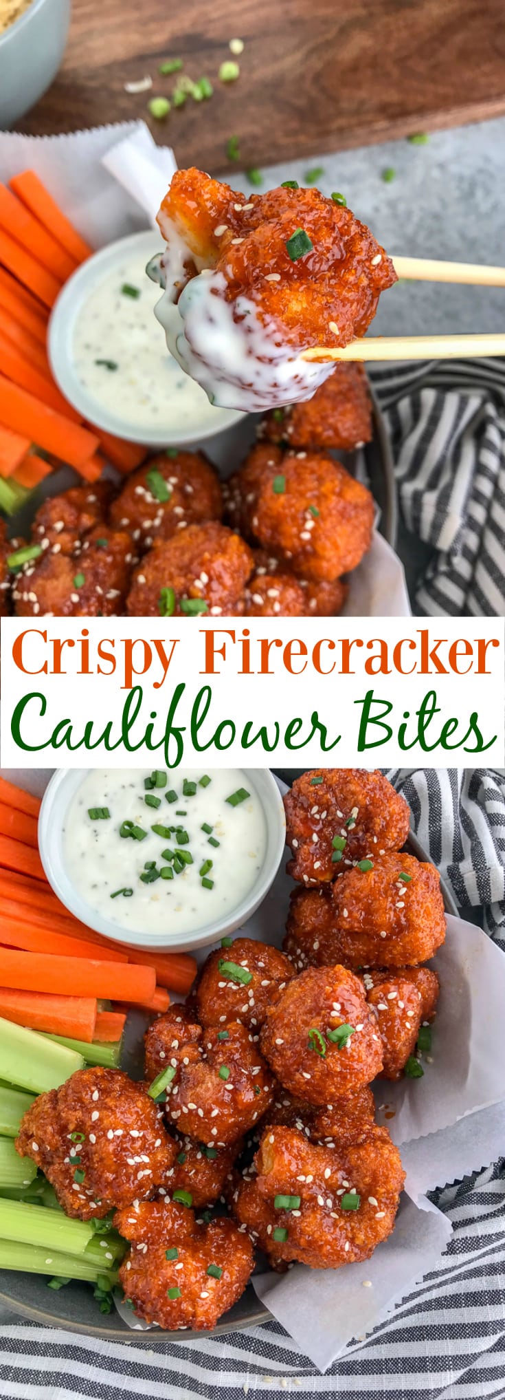 Crispy Firecracker Cauliflower Bites - With Peanut Butter on Top