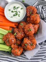 Crispy Firecracker Cauliflower Bites - With Peanut Butter on Top