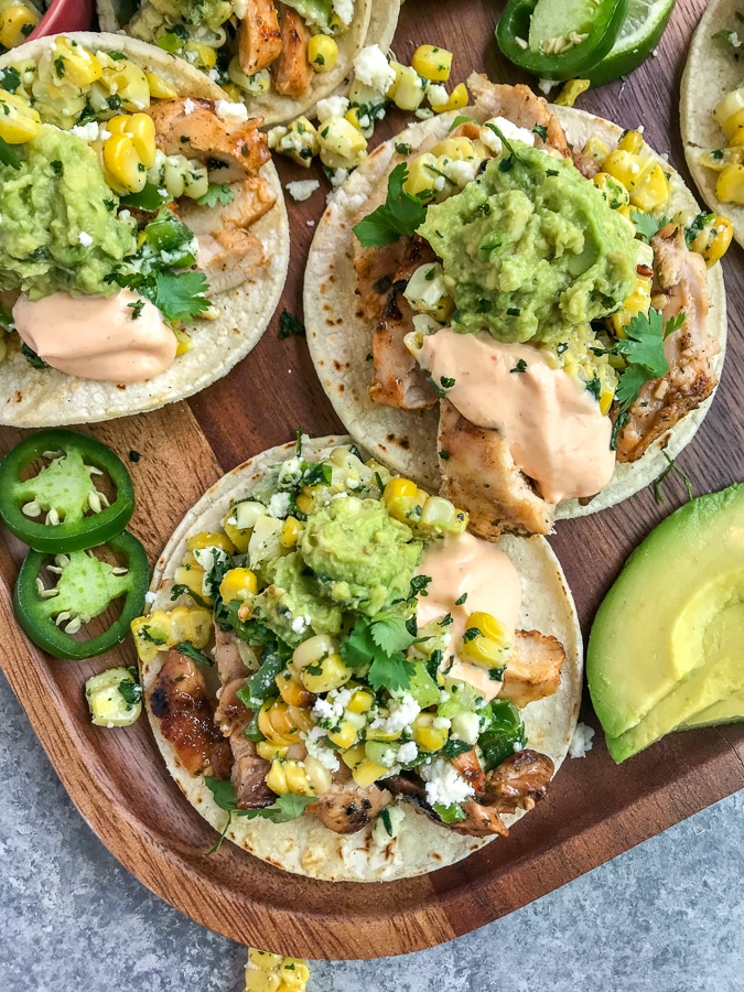 Mexican Street Corn Chicken Tacos - With Peanut Butter on Top