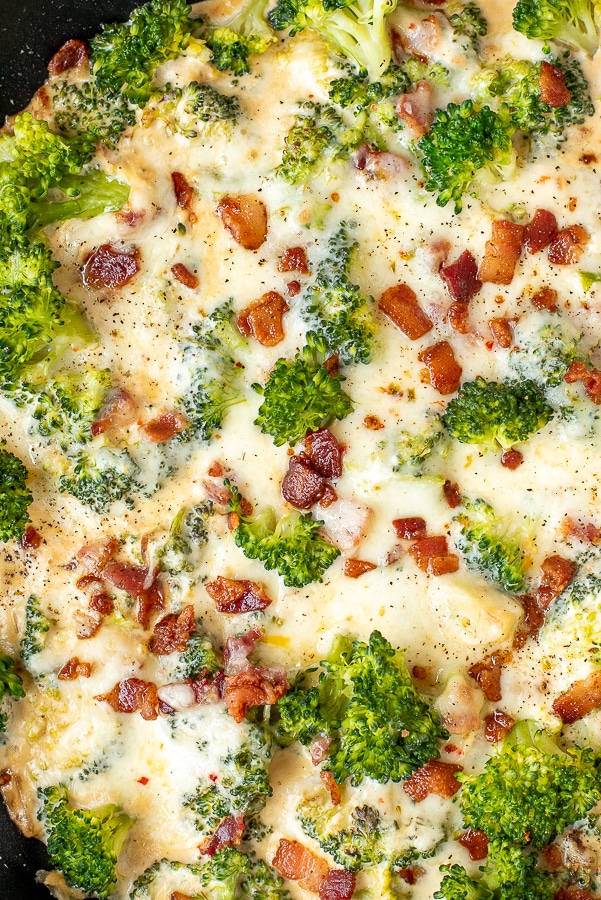 Creamy Pepper Jack Broccoli with Bacon - With Peanut Butter on Top